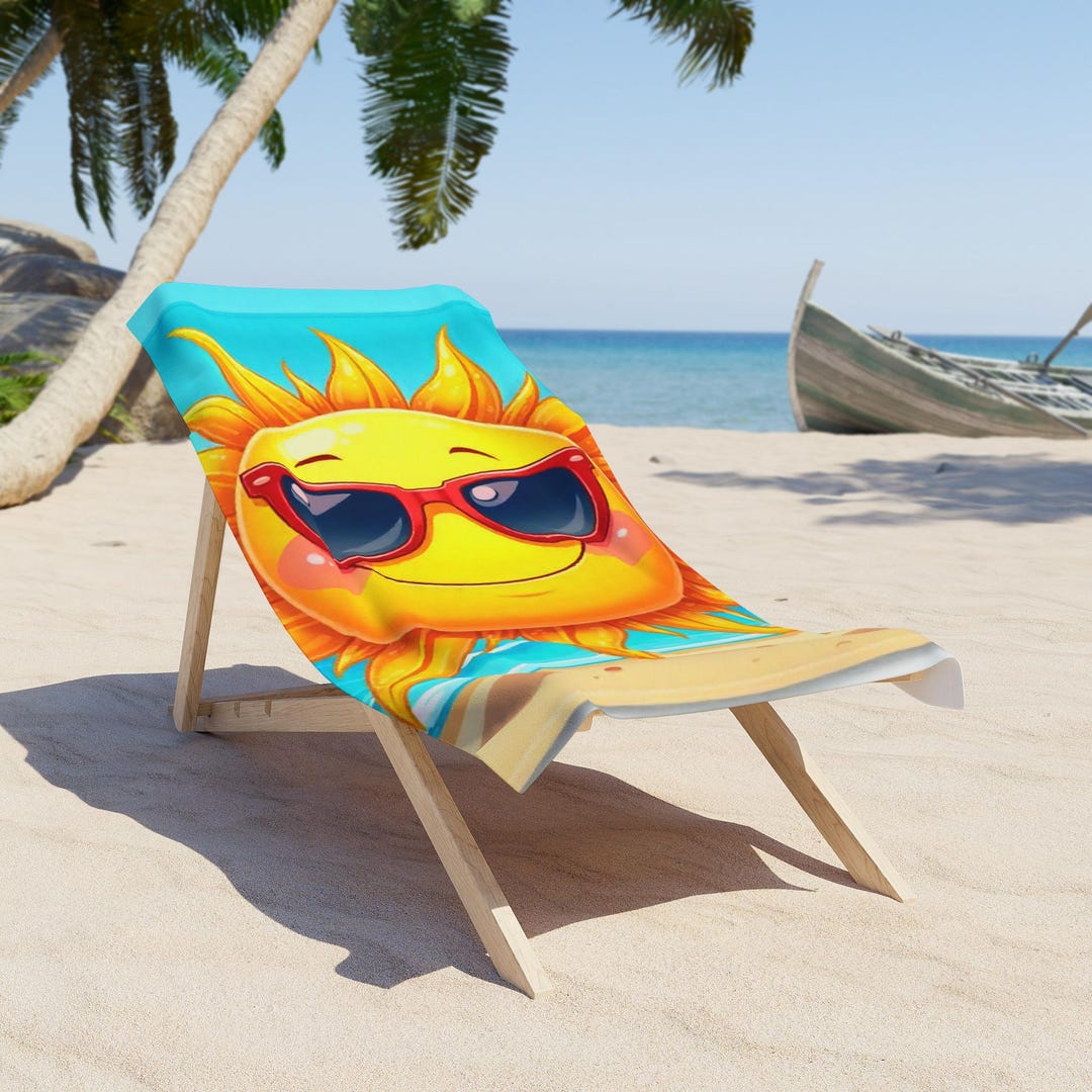 Sunny Beach Towel, Fun Sun Towel for Summer, Cute Beach Accessory ...