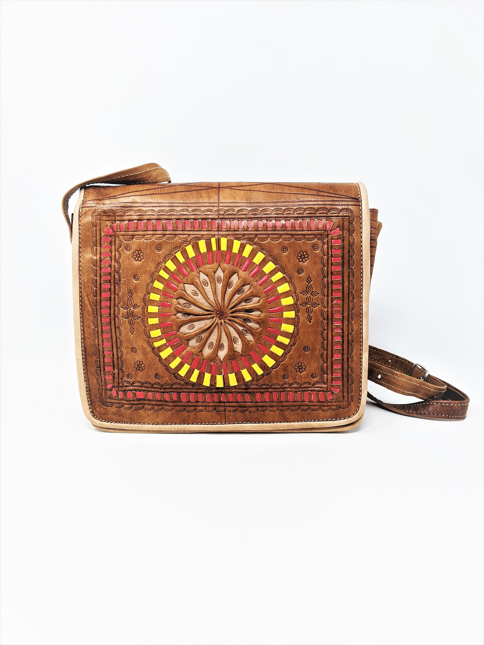 Morocco: Handmade Tan Leather Handbag With Embossed and Cutout - Etsy
