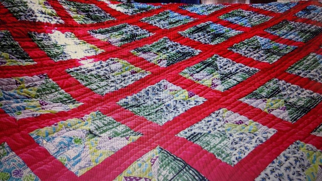 Vivid Vintage Patchwork Quilt - Etsy
