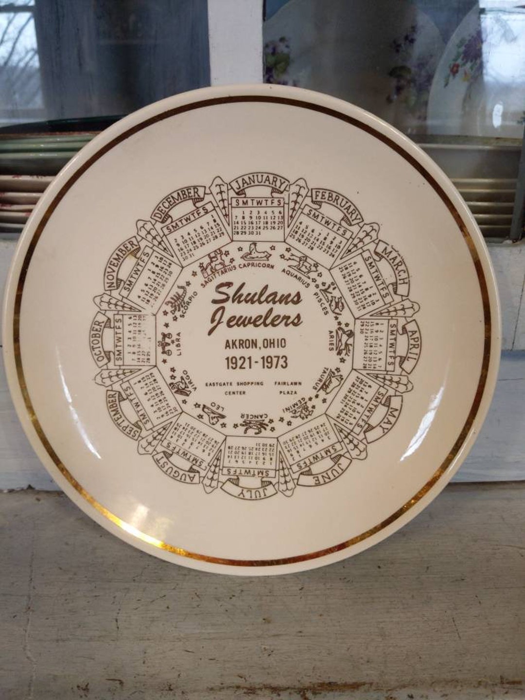 Shulans Jewelers Akron, Ohio 1921-1973 Calendar/zodiac Plate - Etsy