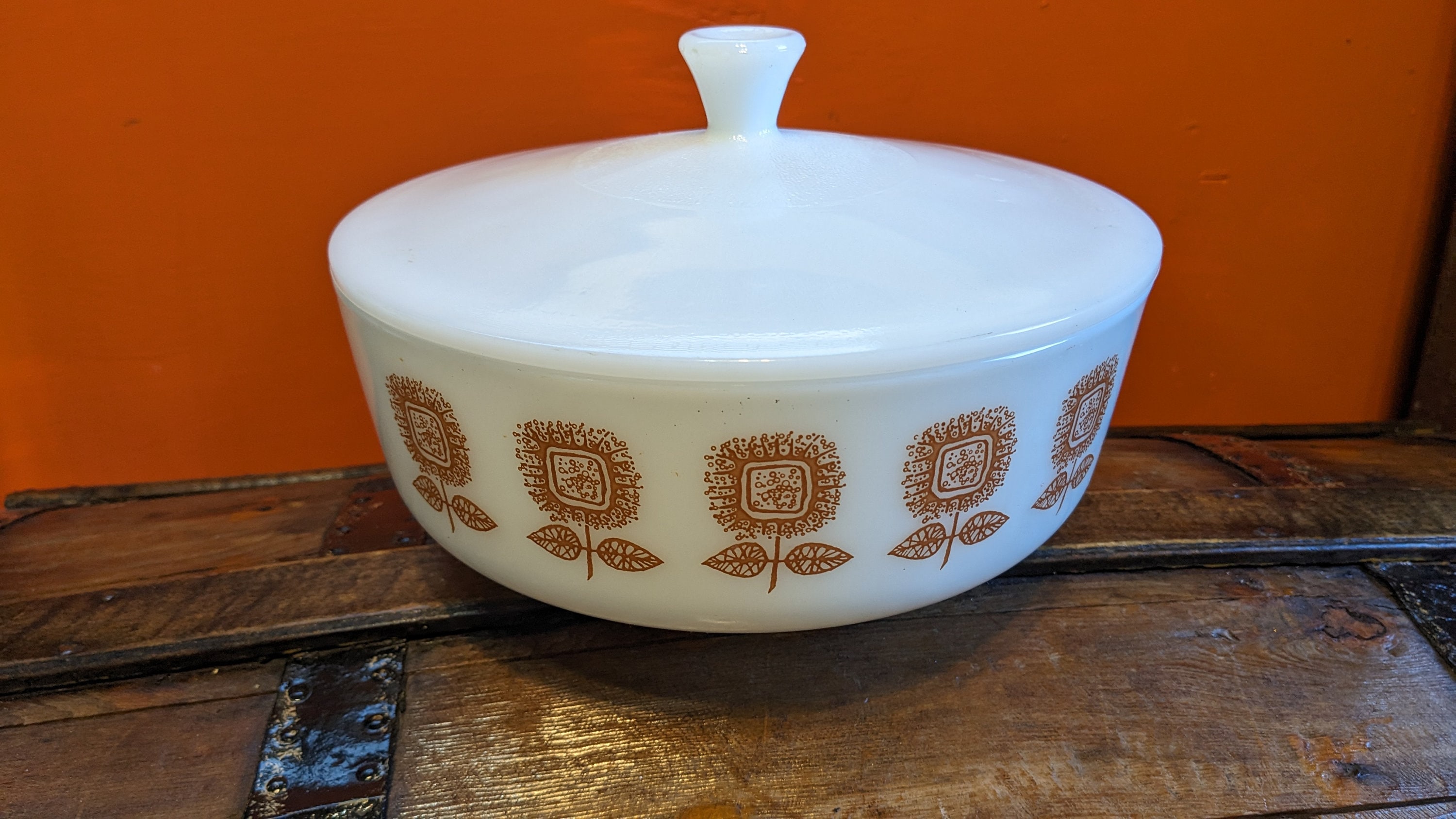 Federal Glass Milk Glass Sunflower Pattern Casserole With Lid - Etsy