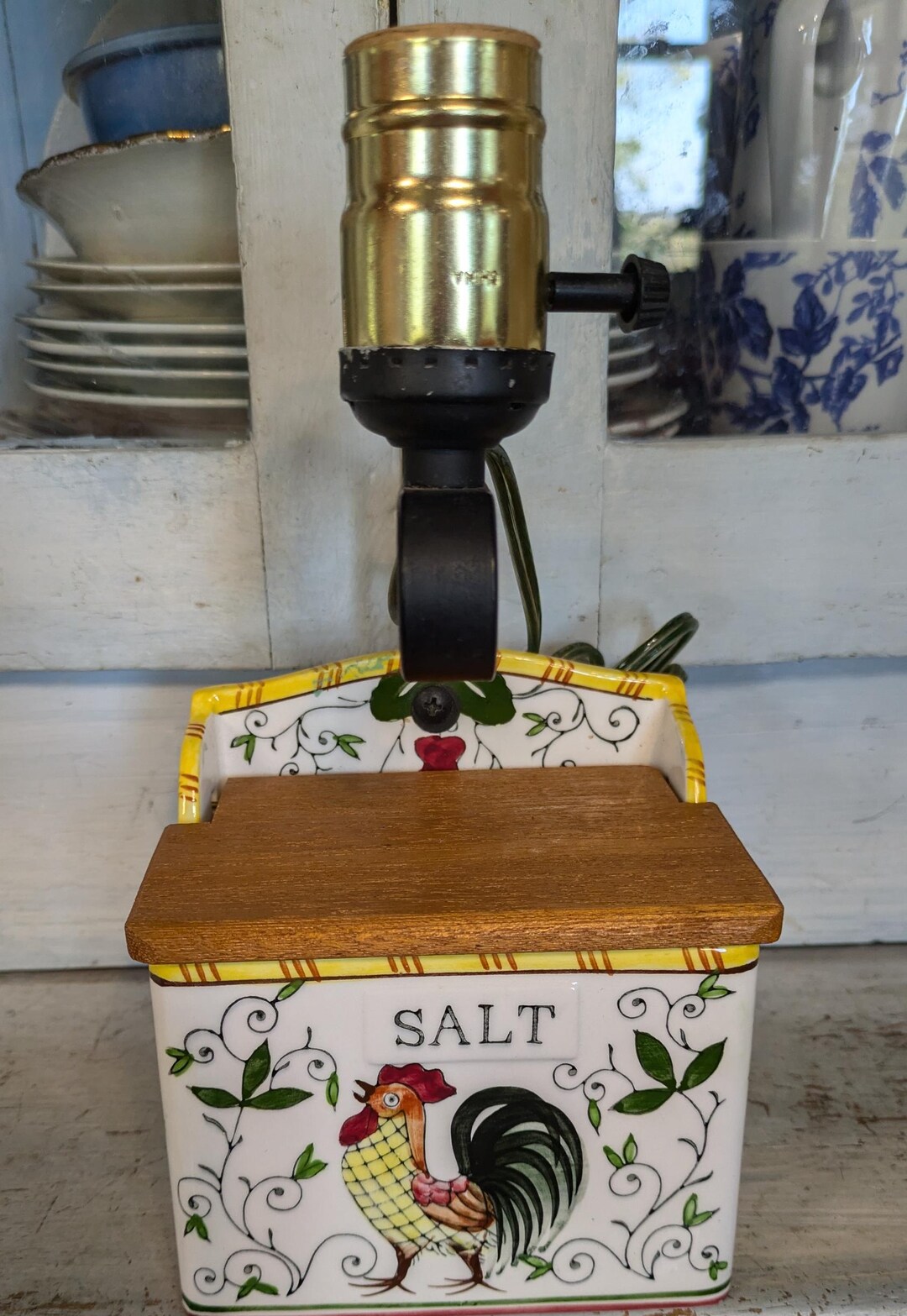 Vintage Ucagco Rooster and Roses Salt Box Lamp - Etsy