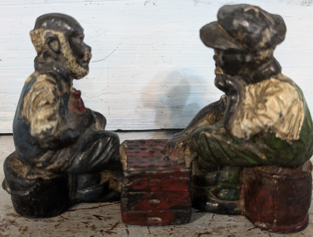 Antique Figural Cast Iron Piece of Two Men Playing Checkers - Etsy