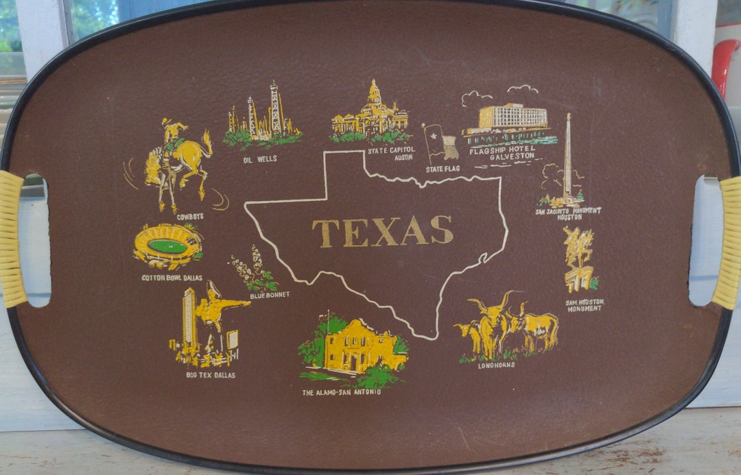 Vintage Texas Paper Mache Tray - Etsy