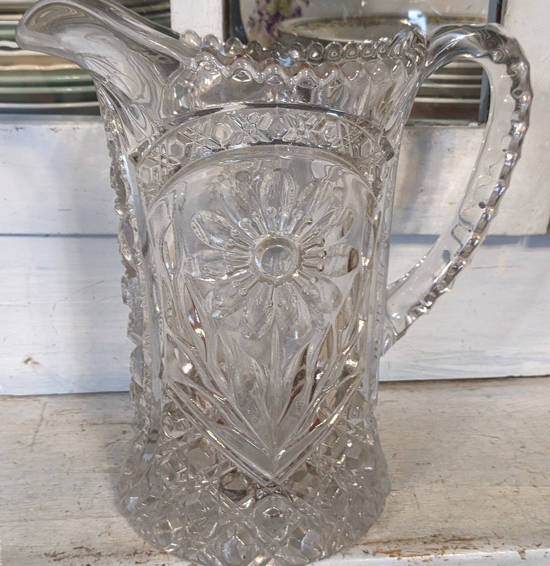 Vintage Imperial Mayflower Pattern Press Glass Pitcher - Etsy
