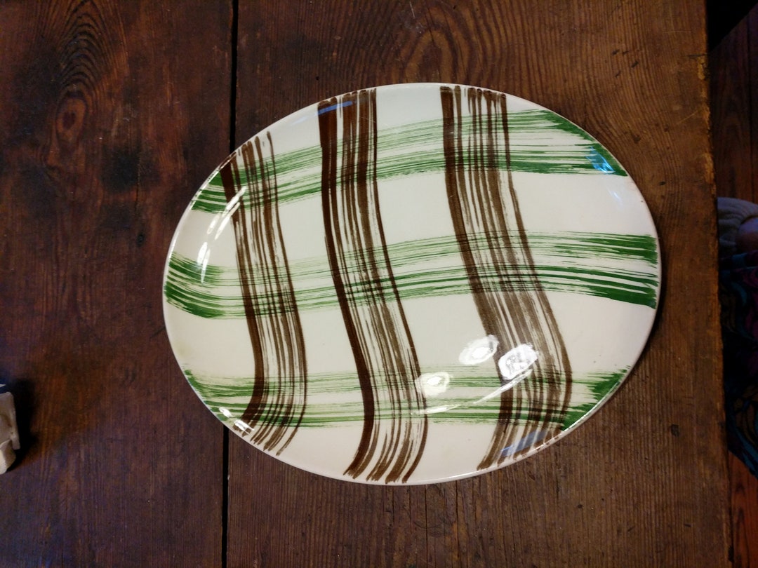 Original Hand Painted Heather Plaid Underglaze Platter - Etsy