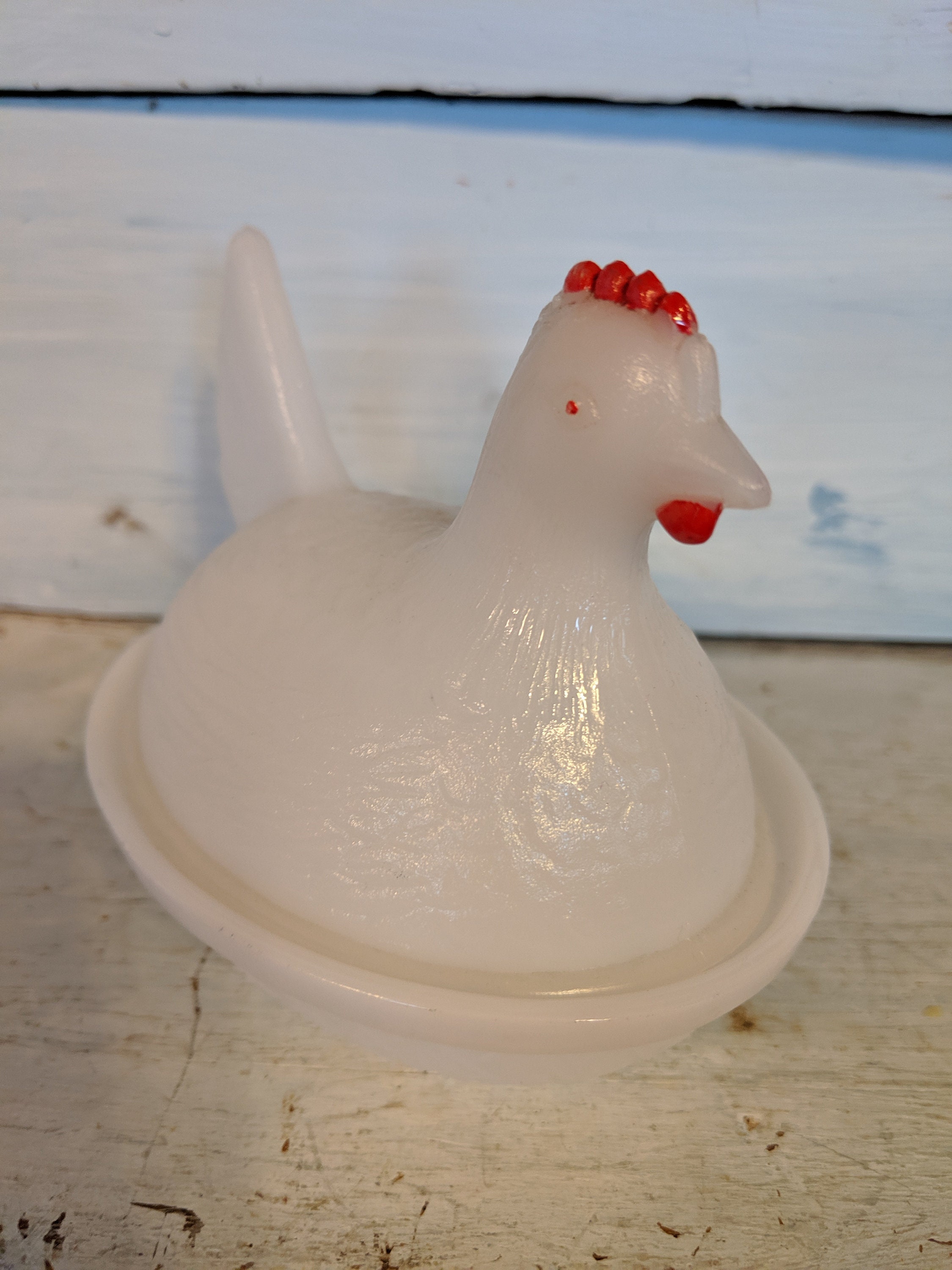 Vintage Small White Hen on Nest - Etsy