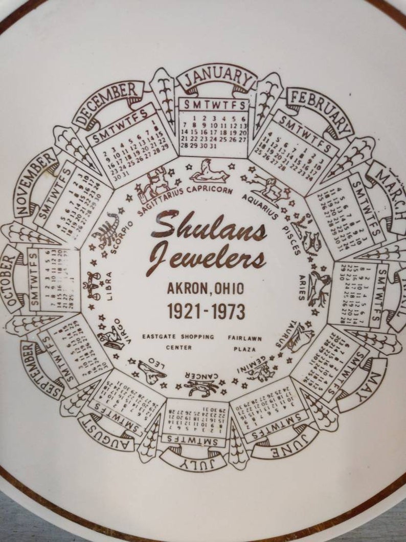 Shulans Jewelers Akron, Ohio 1921-1973 Calendar/zodiac Plate - Etsy