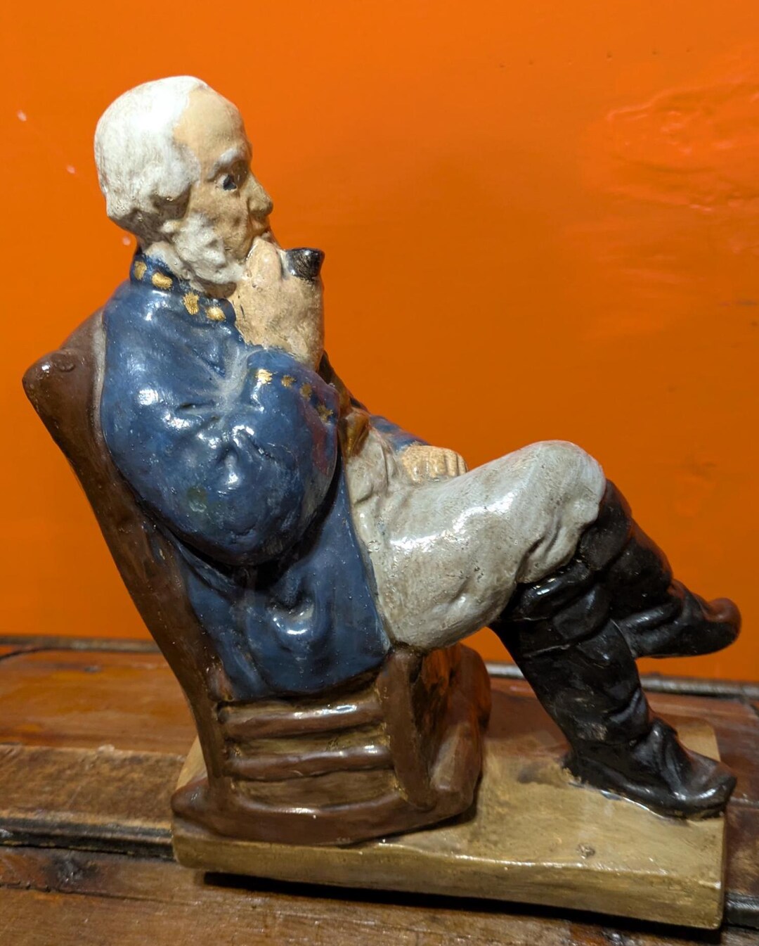 Vintage Chalkware Colonial Pipe Smoking Gentleman Single Bookend - Etsy