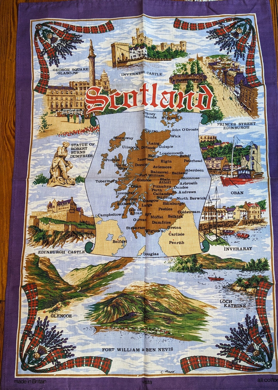 Scottish Landmarks Tea Towel - Etsy