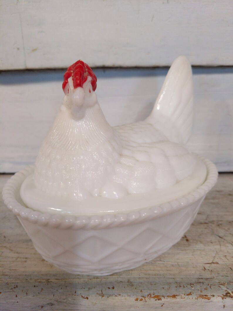 Vintage White Hen on Nest - Etsy