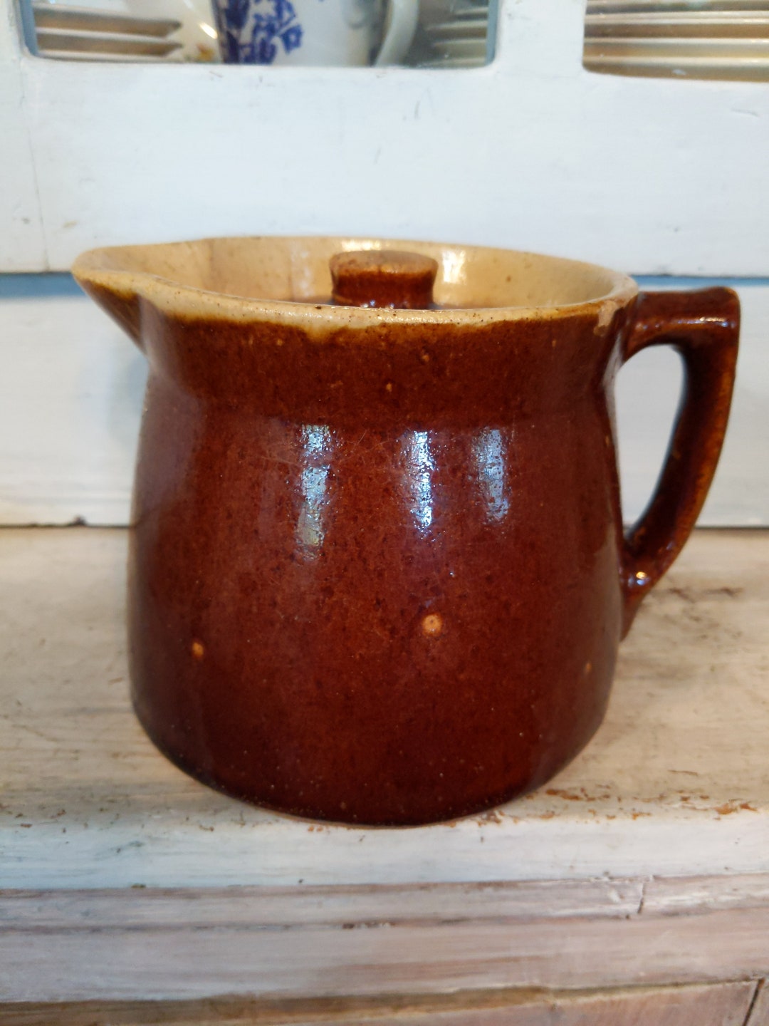 Vintage Stoneware Crock Jug With Lid - Etsy