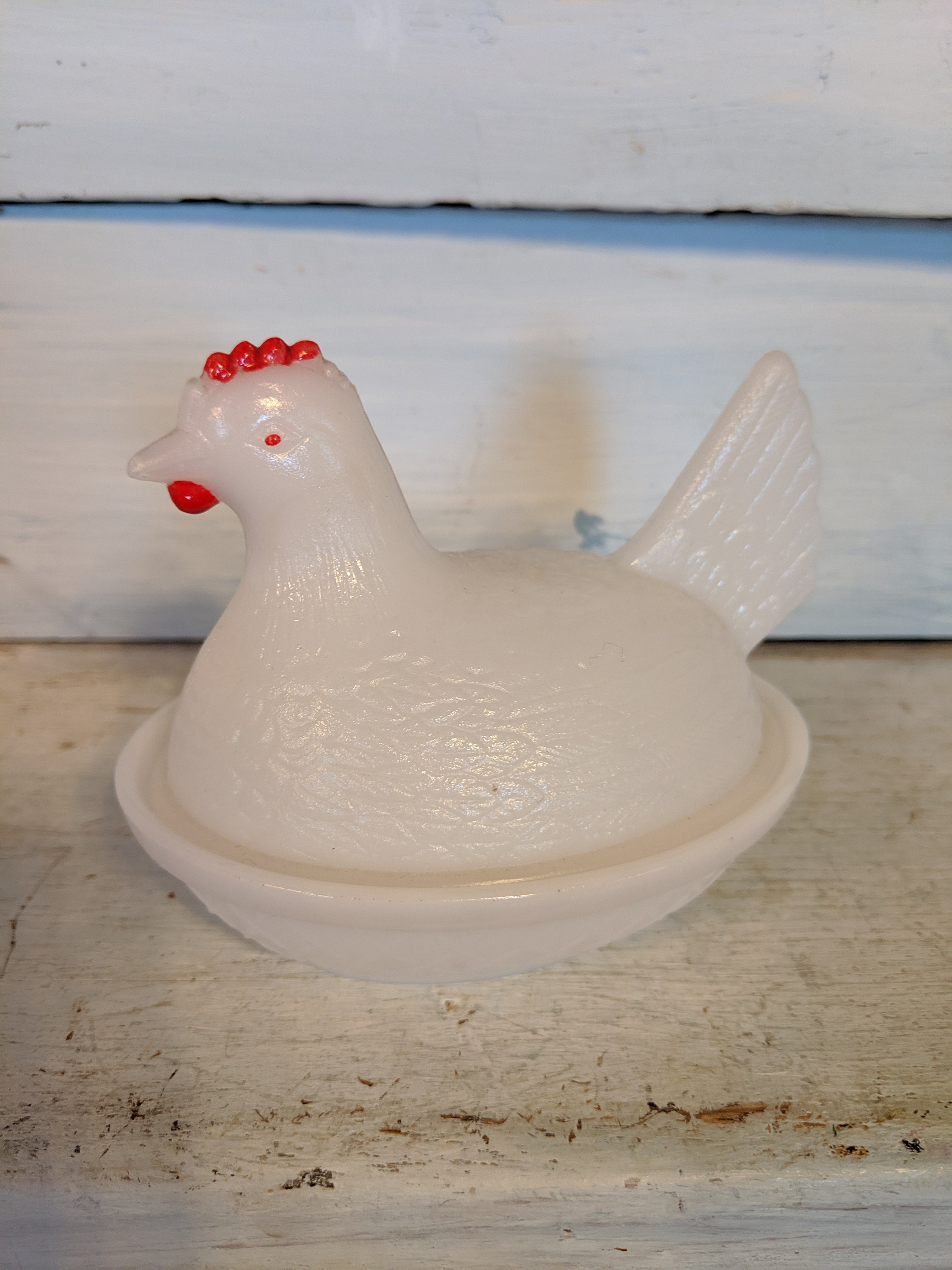 Vintage Small White Hen on Nest - Etsy
