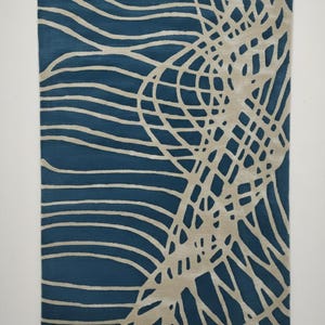 Hand-tufted Wool Rug: Blue Abstract Modern Area Carpet- by Artifex ...