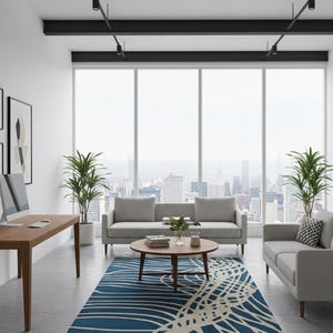 Hand-tufted Wool Rug: Blue Abstract Modern Area Carpet- by Artifex ...