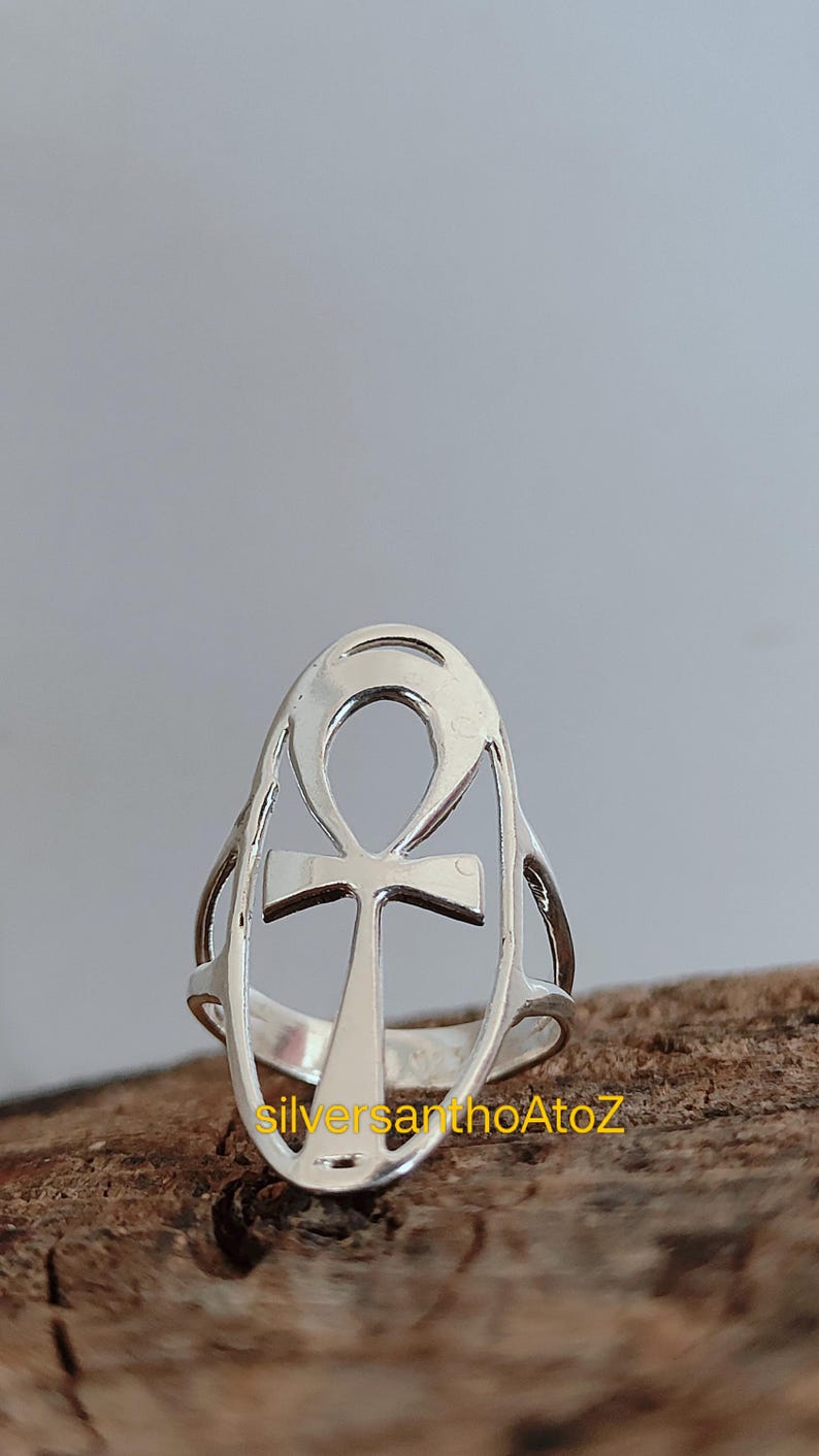 Ankh Ring Egyptian Hieroglyph Boho Jewelry Vintage Ankh Cross Hammered ...