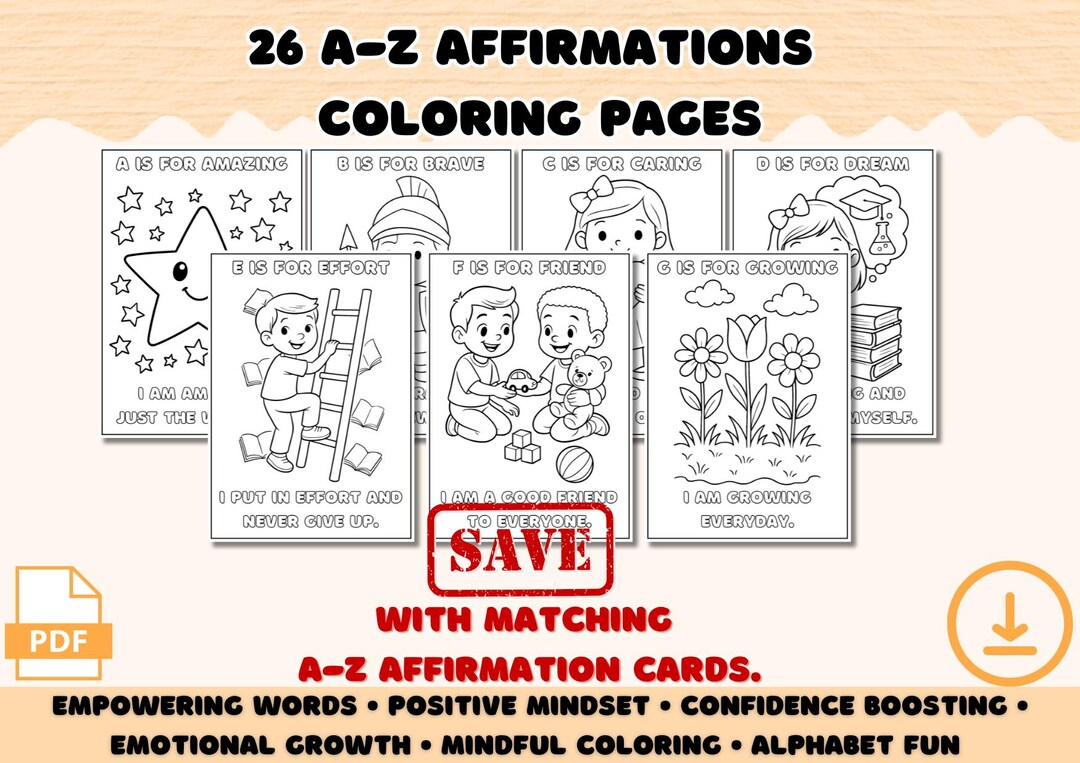 A–Z Affirmation Coloring Pages for Kids – Boost Confidence ...