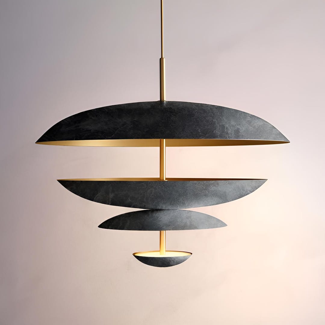 Fountain Disc Brass Chandelier 24" Dia | Custom Industrial Pendant ...
