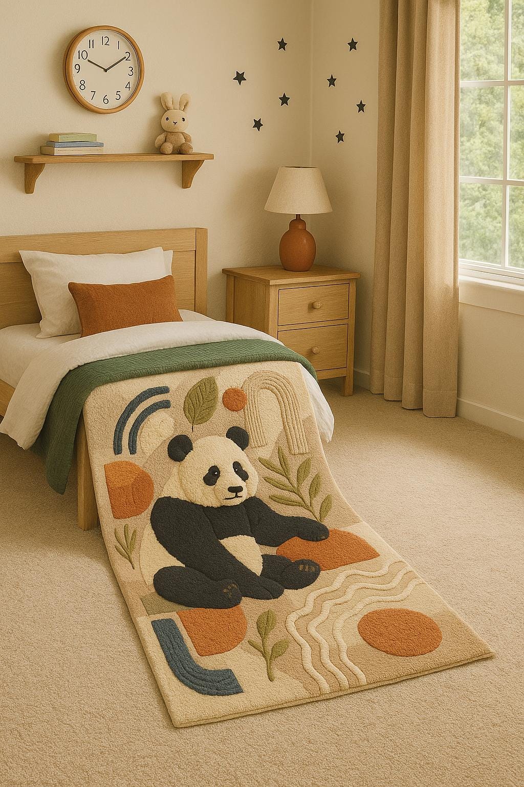 Handmade Wool Panda Rug | 3D Textured Boho Nursery Carpet - Etsy