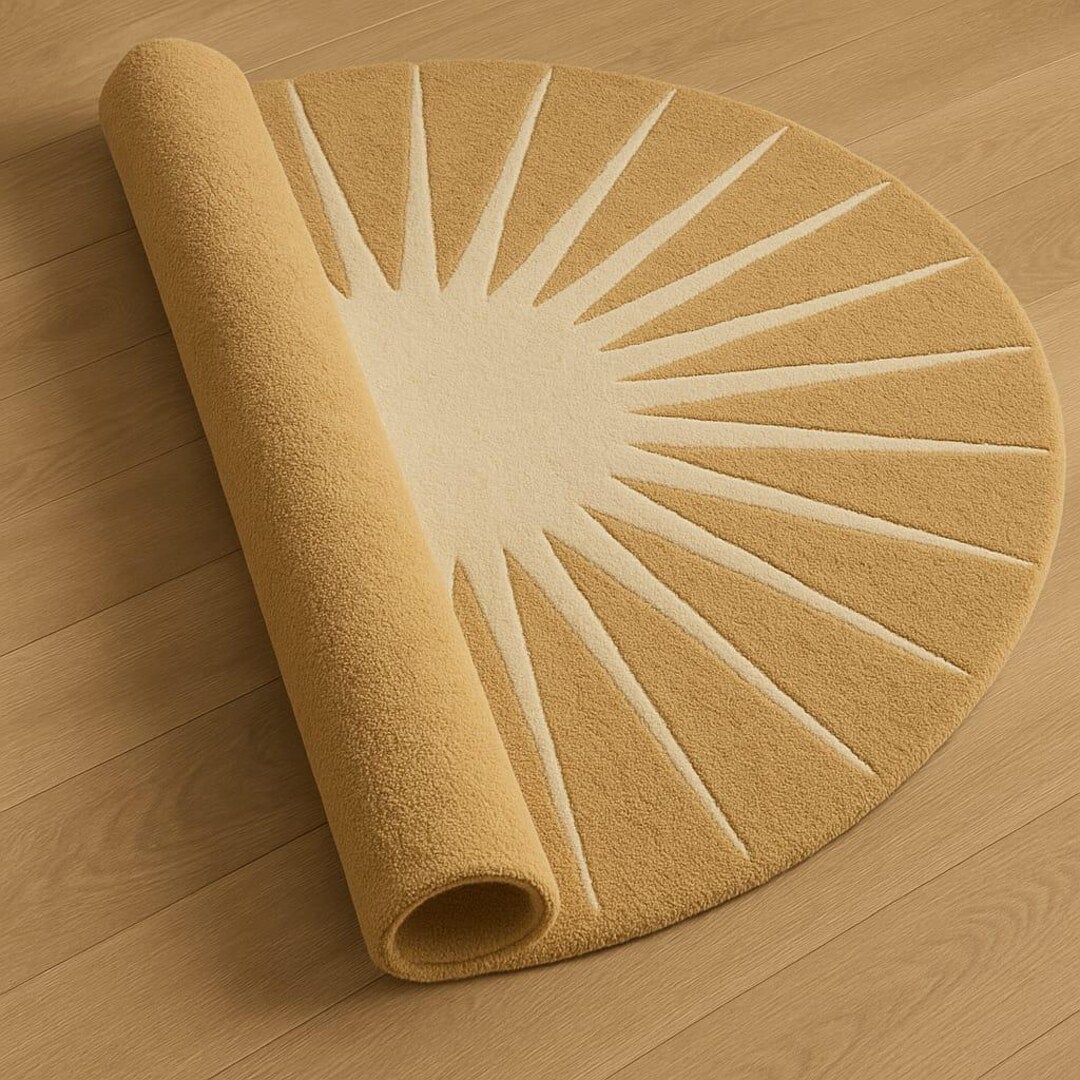 Hand Tufted Wool Sunburst Rug, Round Boho Accent Carpet - Etsy