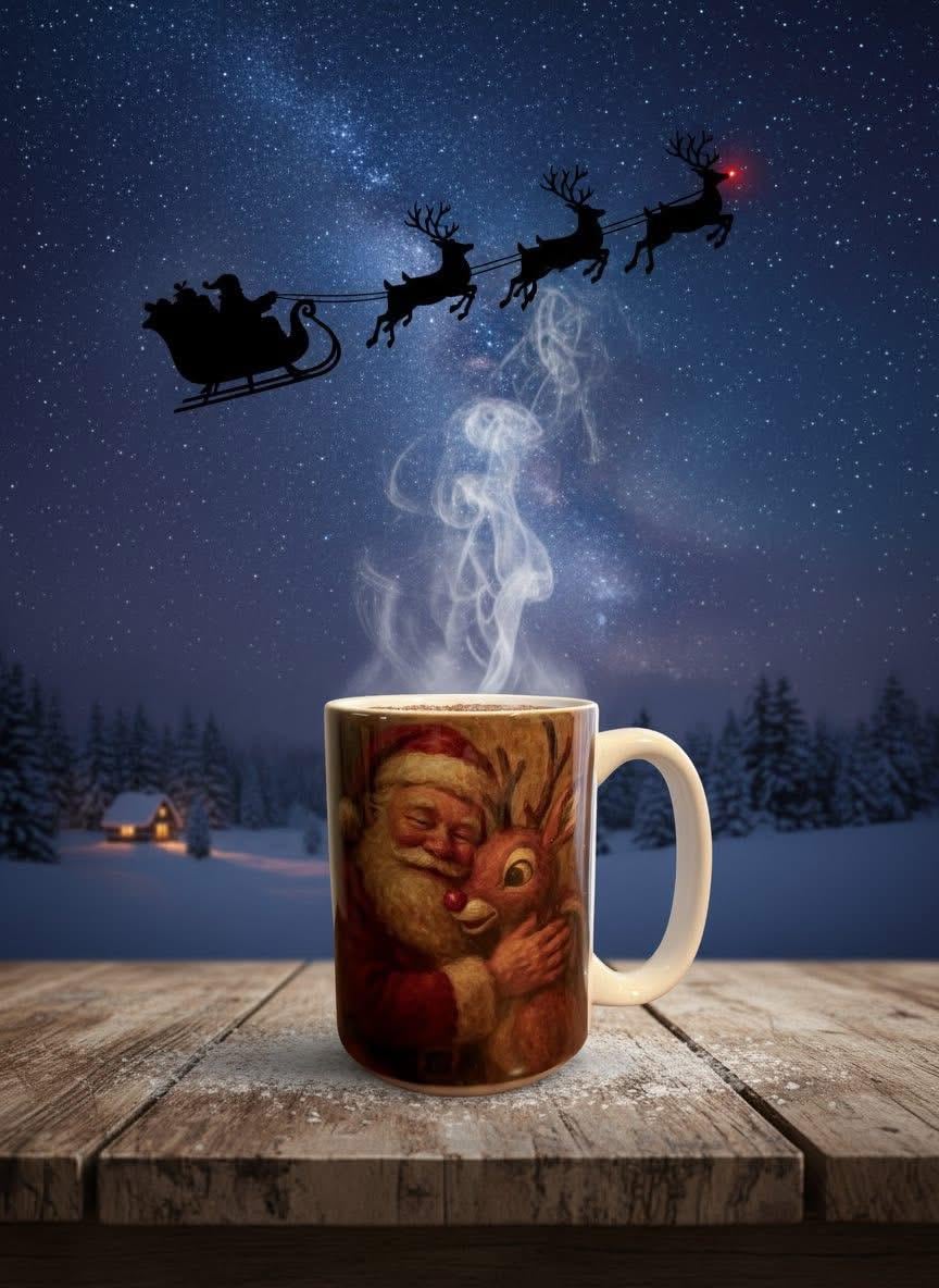 Santa Hugging Rudolph – Christmas Mug - Etsy