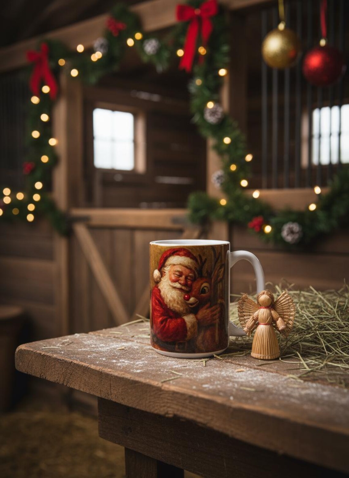 Santa Hugging Rudolph – Christmas Mug - Etsy