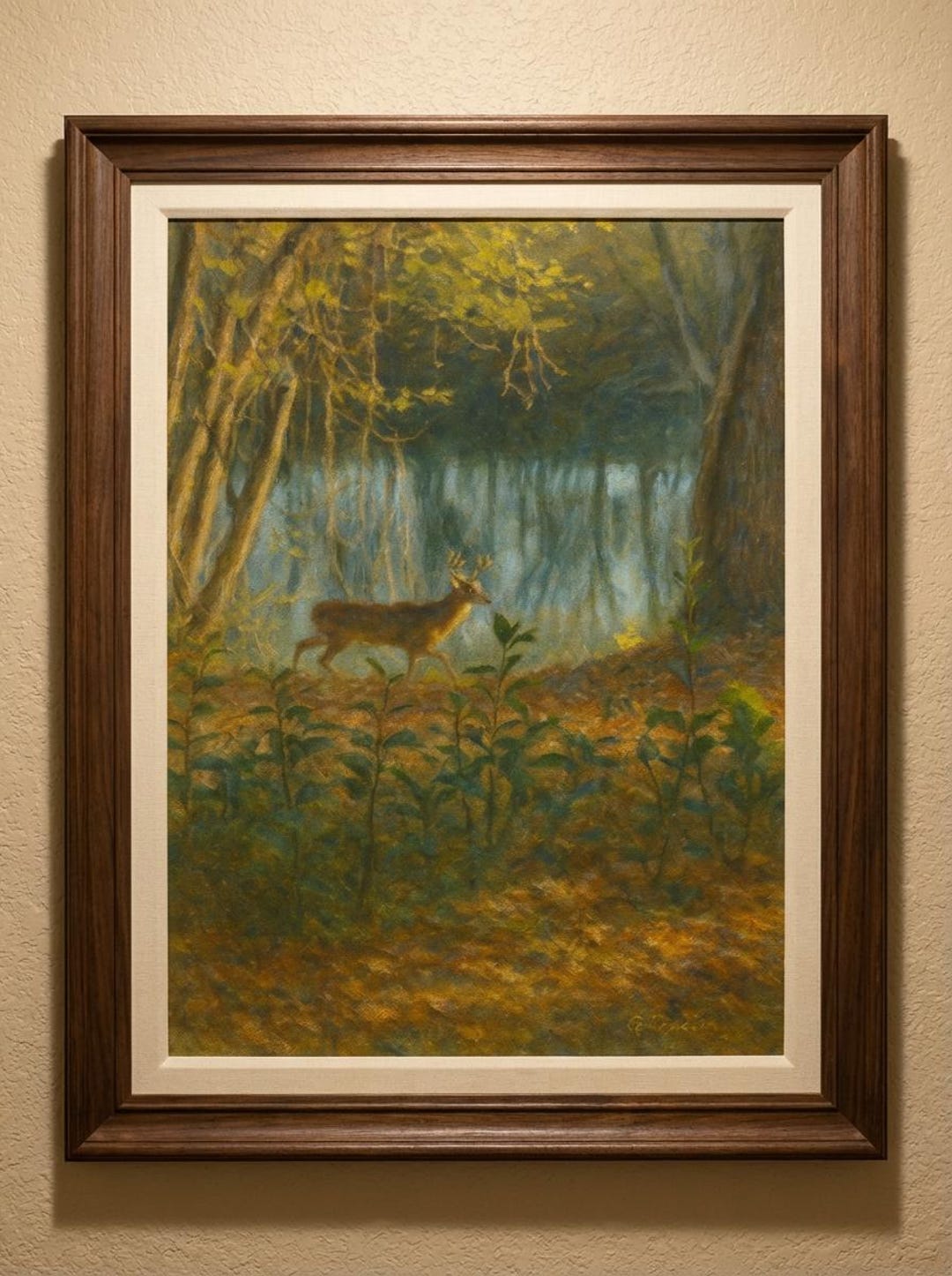 Majestic Deer in Autumn Glade Oil Painting – Rustic Digital Wall Art ...