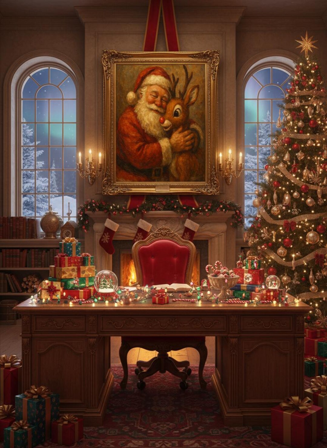 Santa’s Hug With Rudolph Painting Digital Download - Etsy