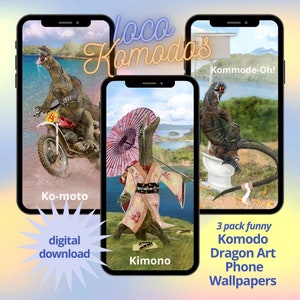 Komodo Dragon Phone Wallpaper Pack of Three Art Phone Backgrounds ...