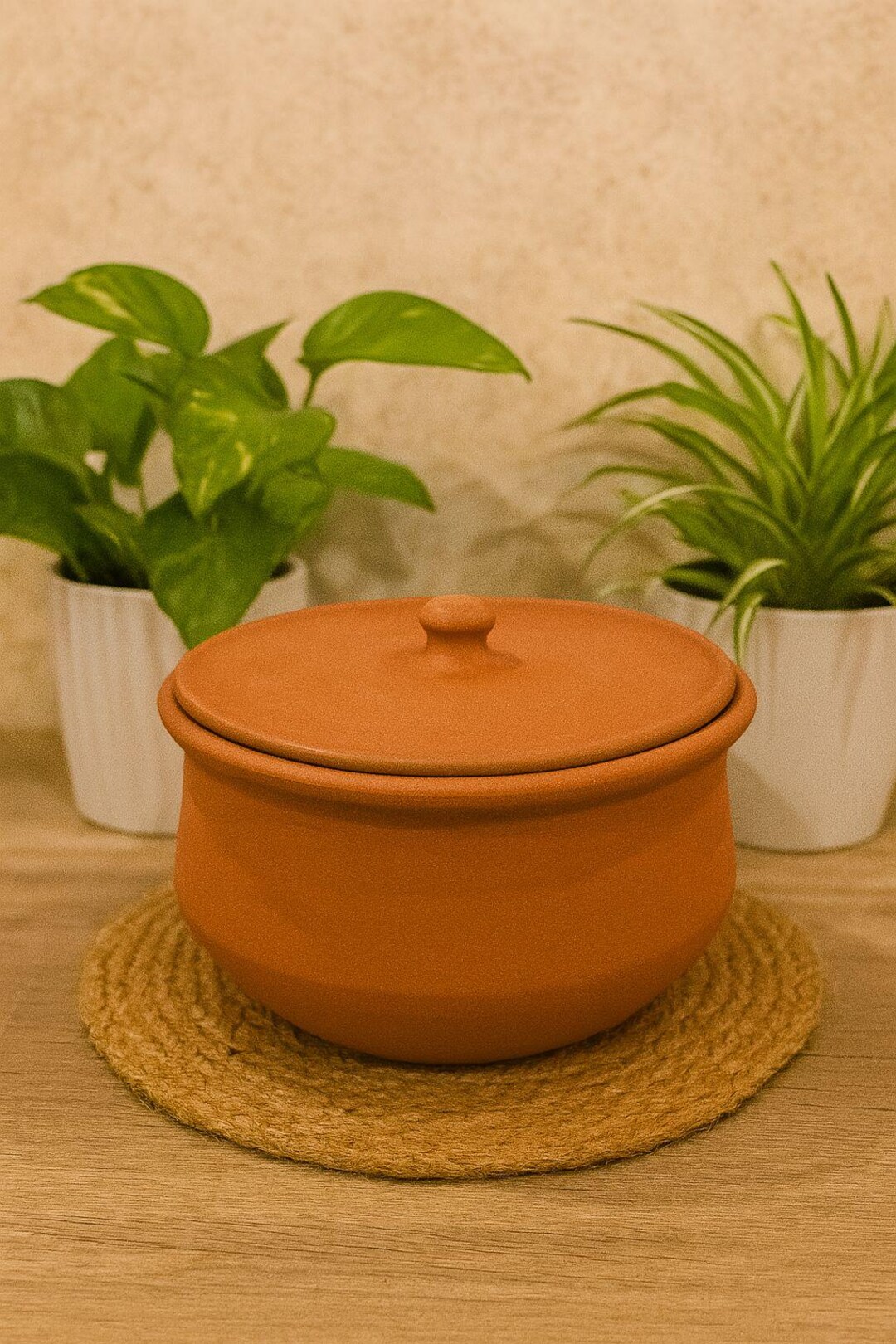 Handmade Clay Terracotta Handi With Lid Traditional Earthen, Cookware ...