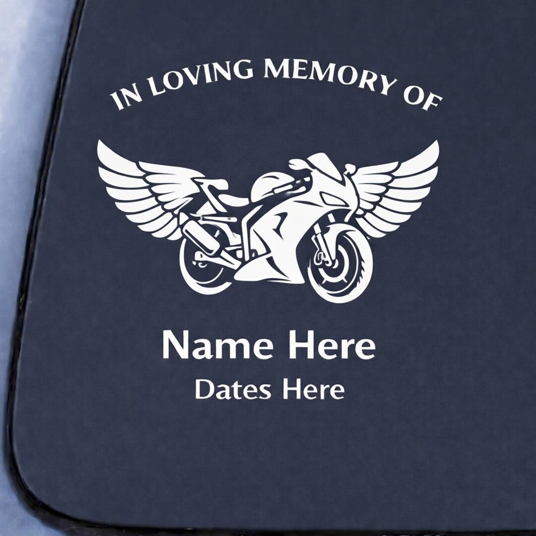 Sport Bike Motorcycle in Loving Memory of Car Decal | Memorial Biker ...