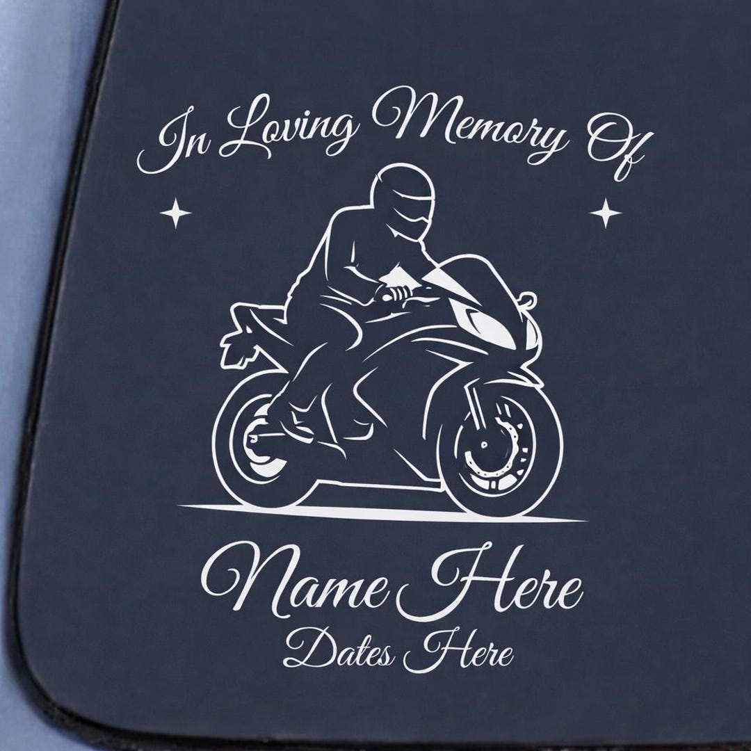 Biker in Loving Memory Car Decal | Motorcycle Memorial Vinyl Sticker - Etsy