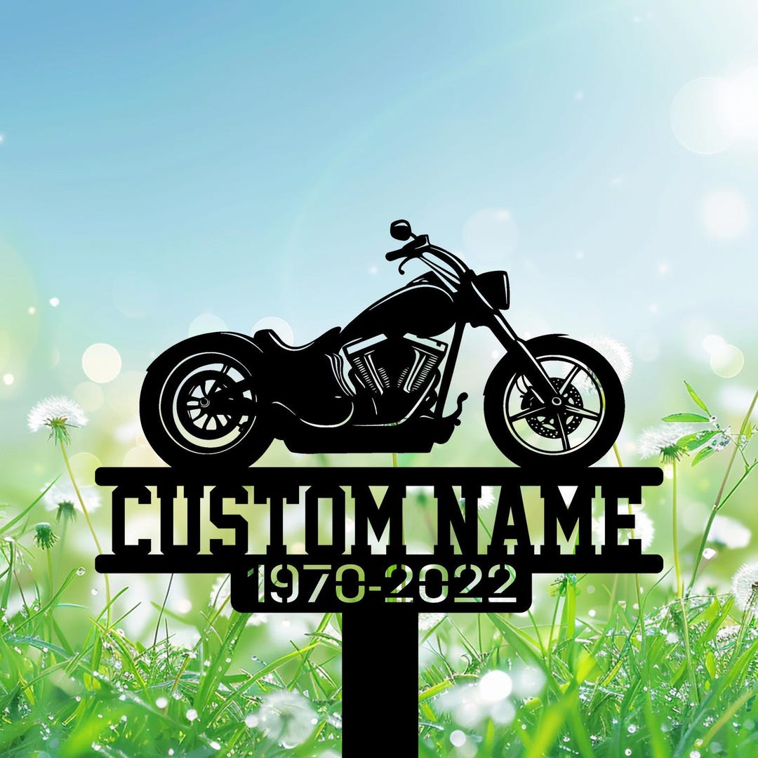 Custom Rider Memorial Metal Stake Outdoor Decor, Biker With Stake Sign ...