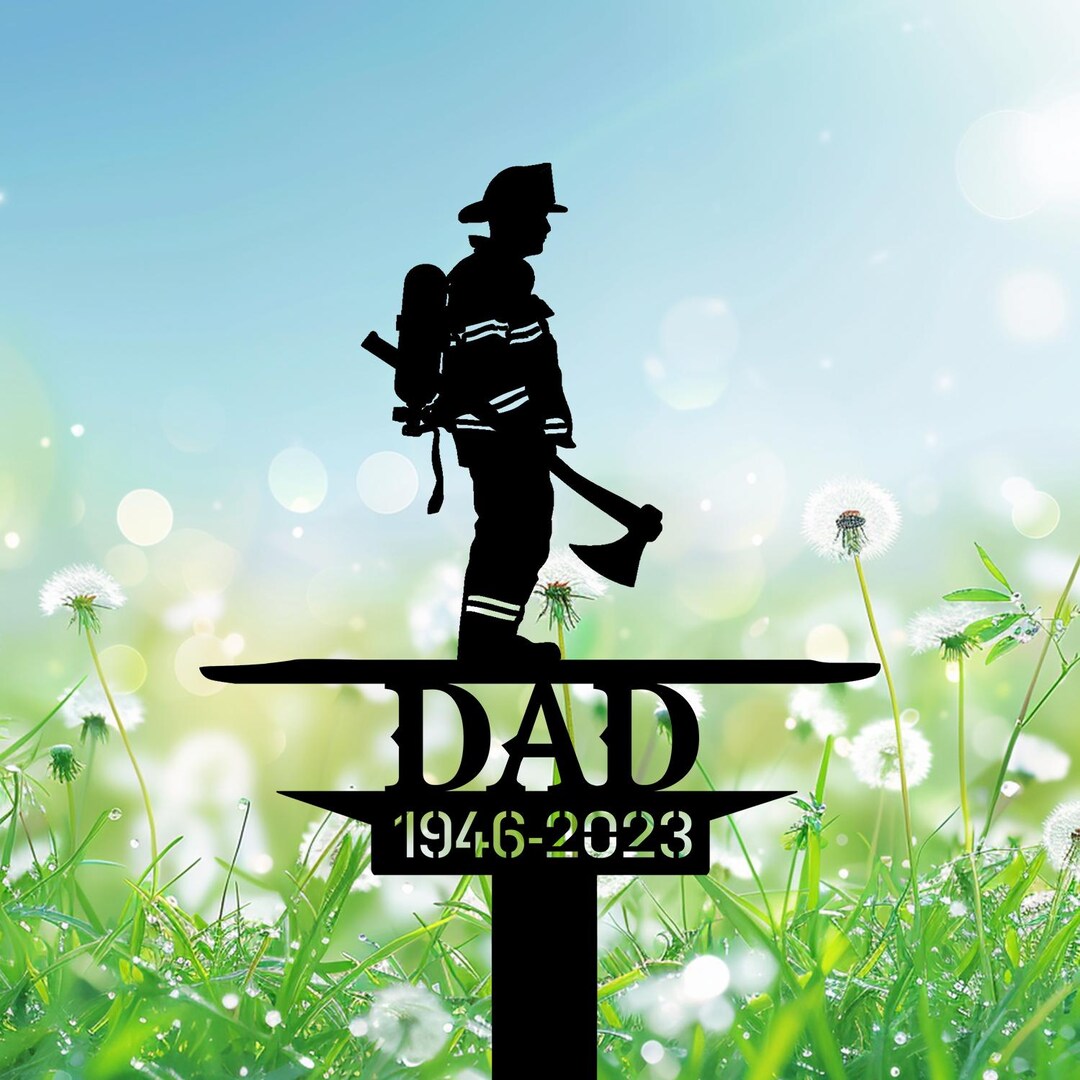 Personalized Firefighter With Fire Axe Standing Grave Marker, Custom ...