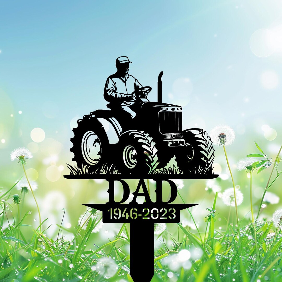 Personalized Farmer on Tractor Grave Marker– Custom Farmer Memorial ...
