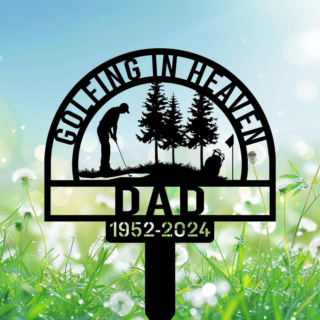 Personalized Golfer Grave Marker, Golfer in Forest Memorial Sign ...