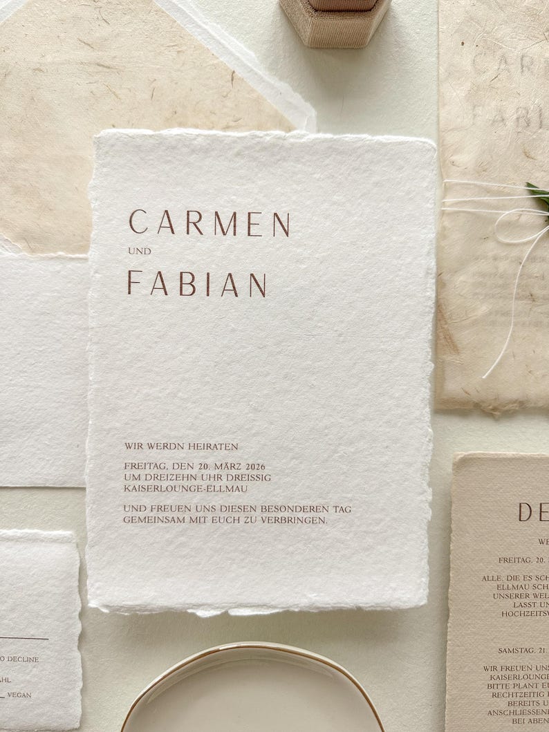 Wedding Invitation Made of Handmade Paper, Personalized Wedding ...