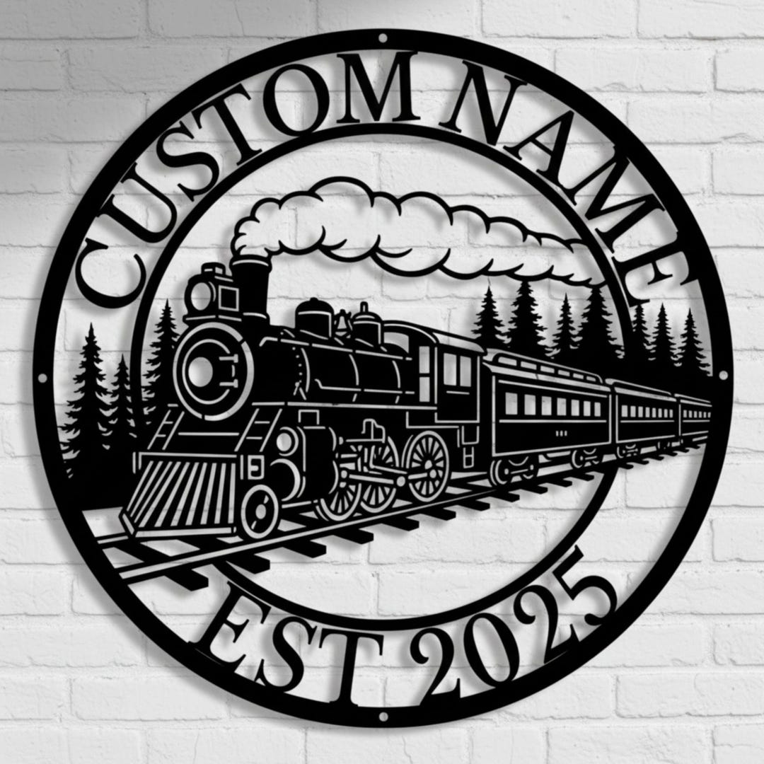 Personalized Train Metal Sign With LED Light, Custom Metal Wall Decor ...