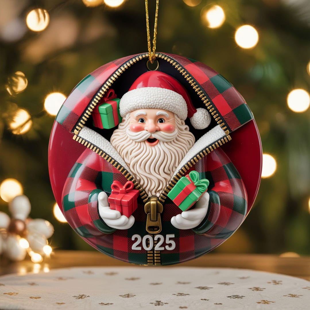 Personalized Santa Christmas Ornament 2025, Holiday Tree Decoration ...