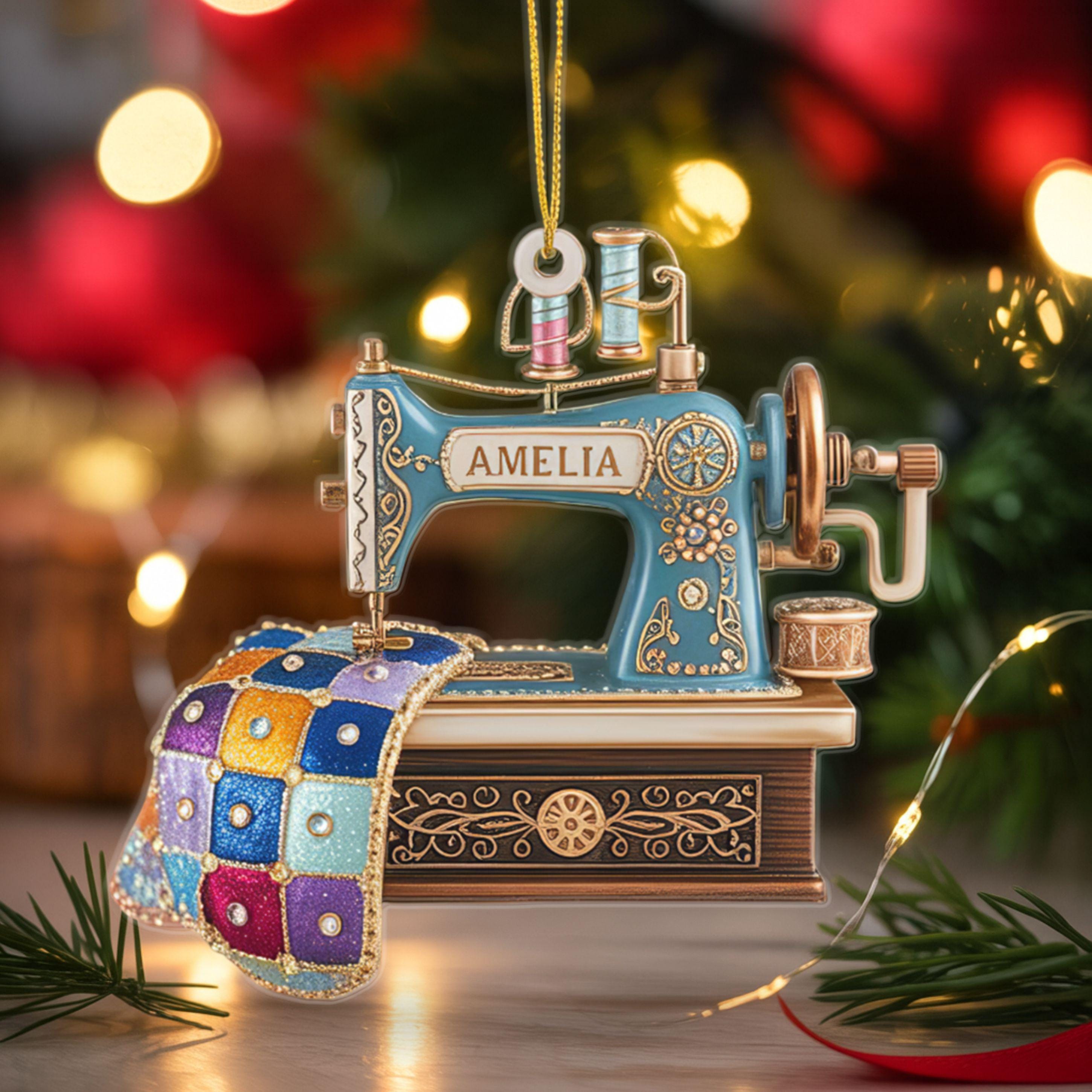 Personalized 2D Acrylic Sewing Machine Christmas Ornament 2025, Custom ...