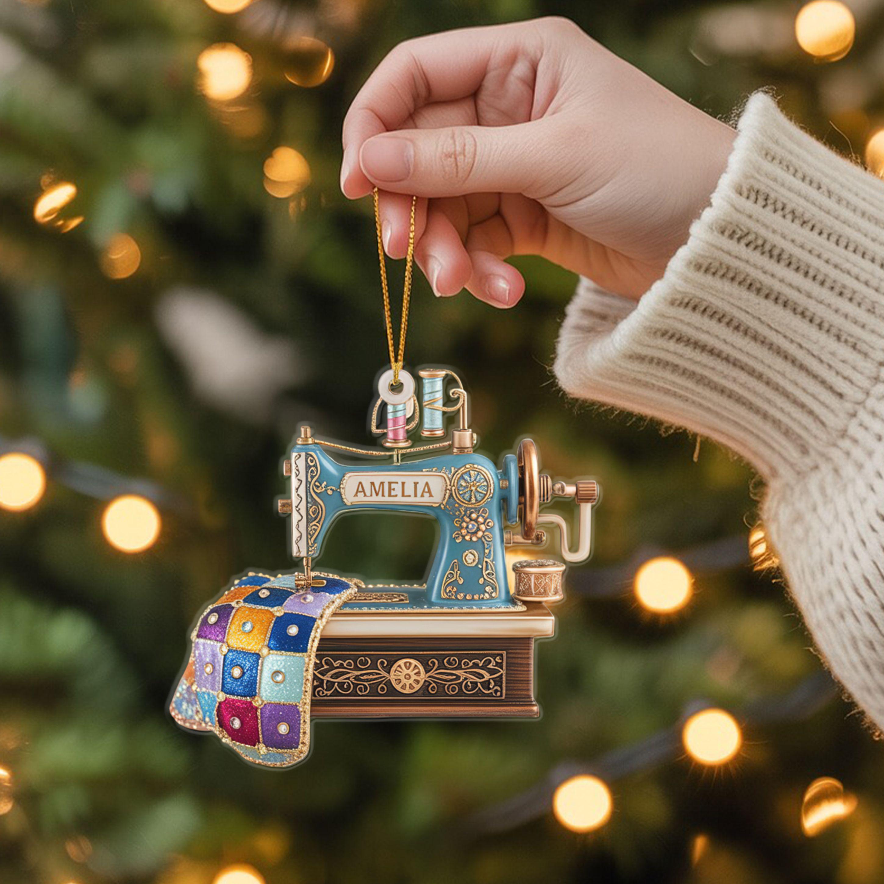 Personalized 2D Acrylic Sewing Machine Christmas Ornament 2025, Custom ...