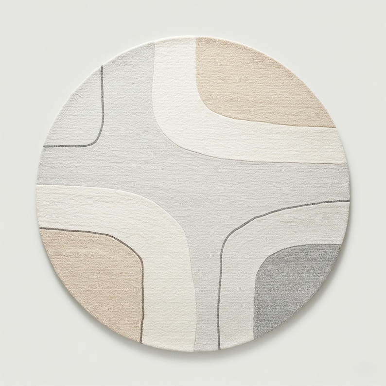 Modern Minimalist Round Hand-tufted Rug – Neutral Abstract Design in ...