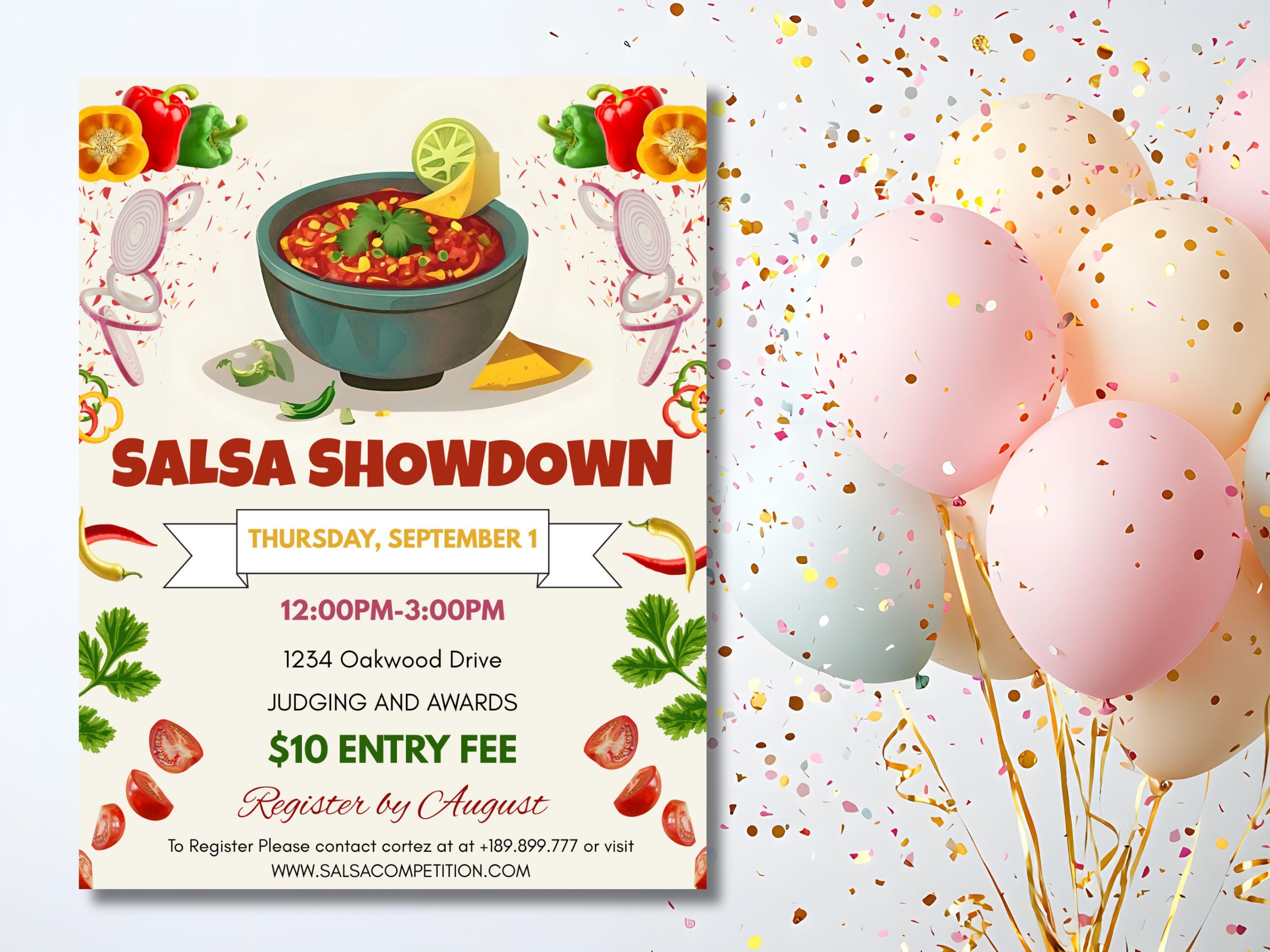 Editable Salsa Showdown Flyer Canva Template, Salsa Contest Invite ...
