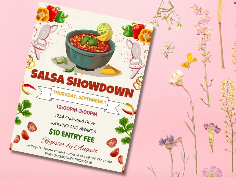 Editable Salsa Showdown Flyer Canva Template, Salsa Contest Invite ...