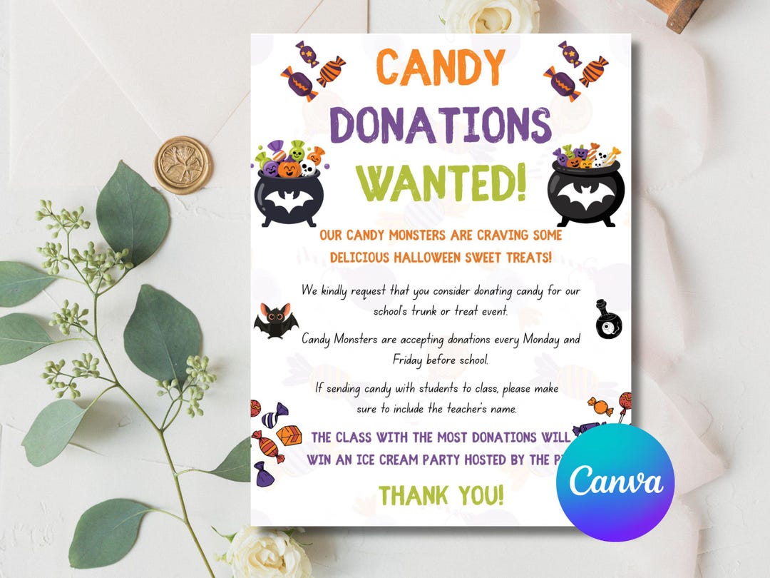 Editable Candy Donation Flyer Template: School Trunk or Treat (canva ...