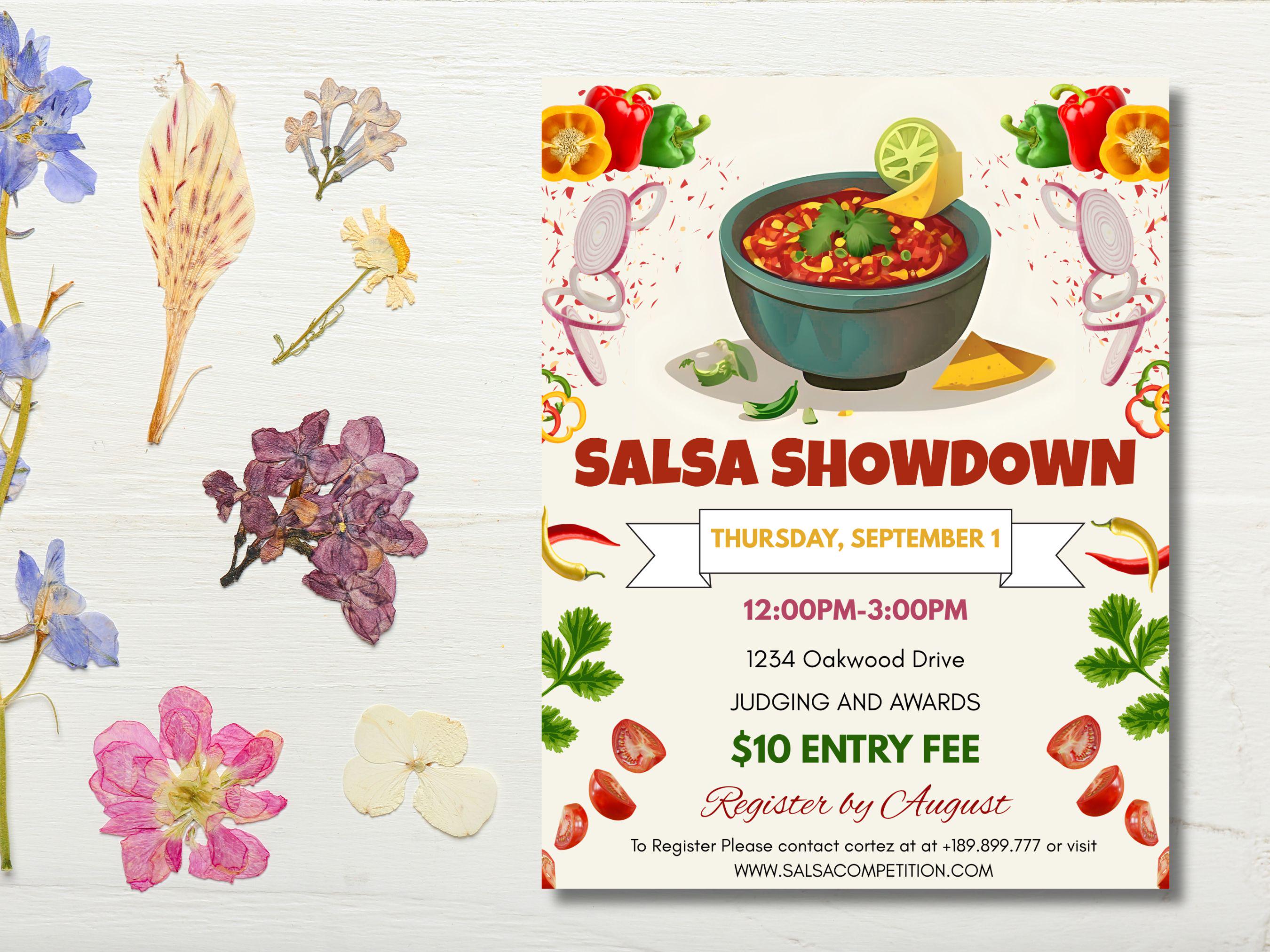 Editable Salsa Showdown Flyer Canva Template, Salsa Contest Invite ...