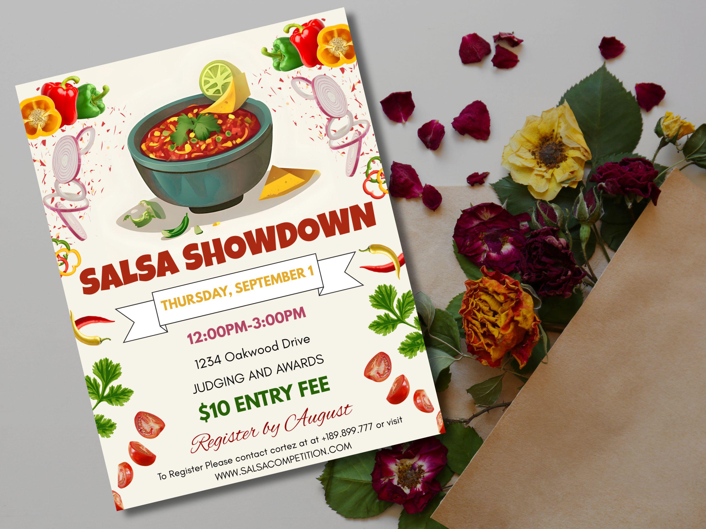 Editable Salsa Showdown Flyer Canva Template, Salsa Contest Invite ...