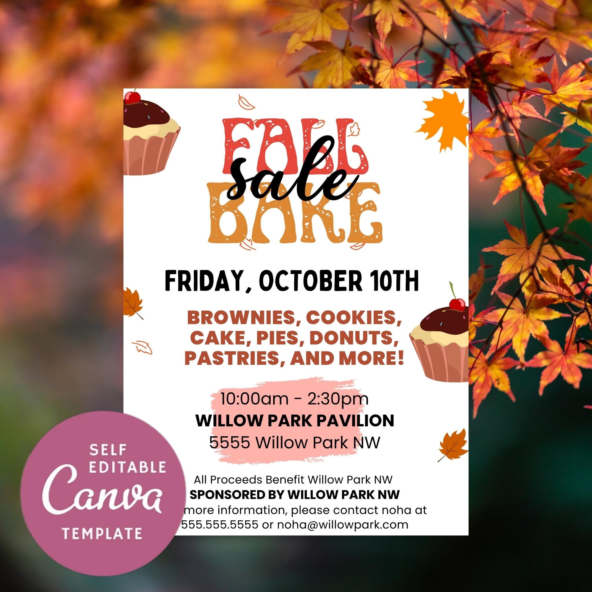 Editable Bake Sale Flyer Template | School Fundraiser Poster | Church ...