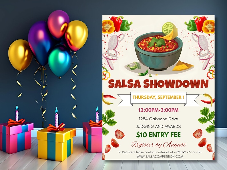 Editable Salsa Showdown Flyer Canva Template, Salsa Contest Invite ...