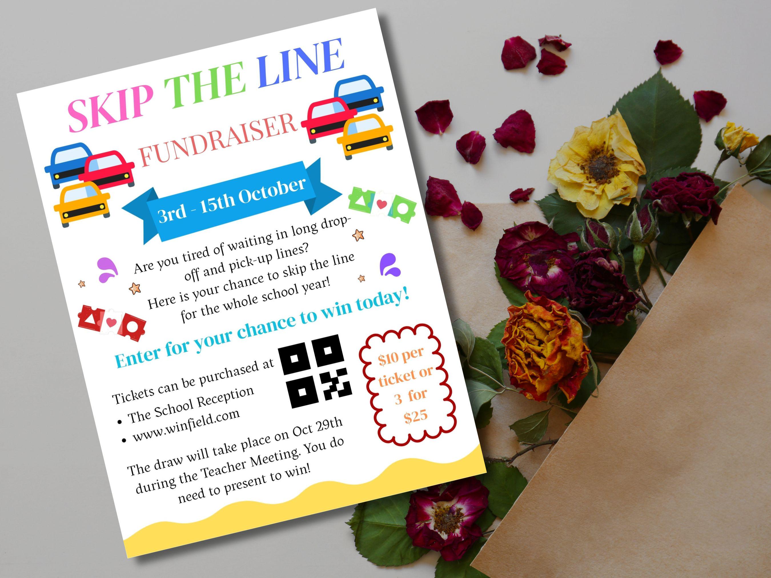 Skip the Line Fundraiser Flyer Template: Editable School PTO PTA ...
